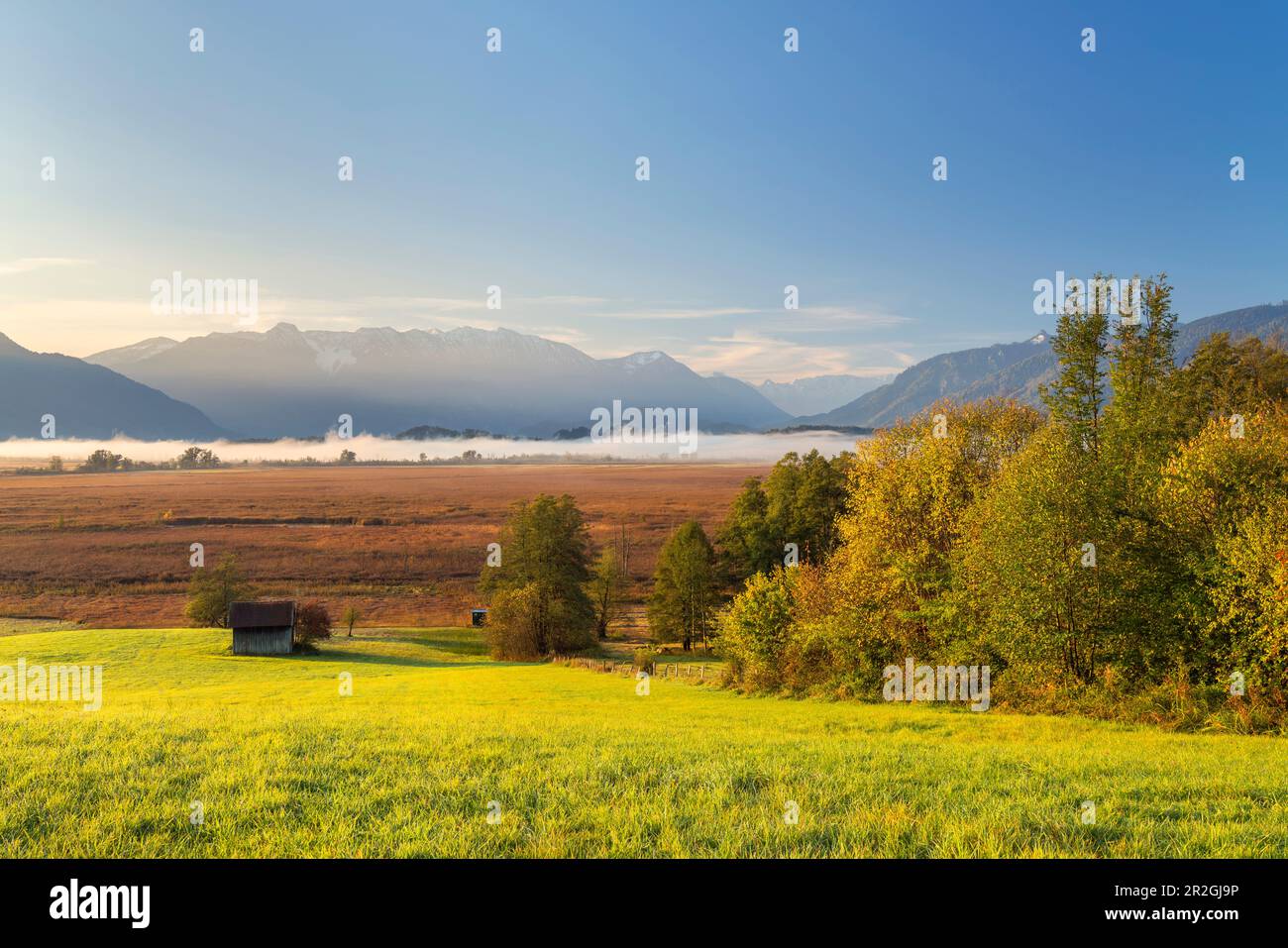 View over the Murnauer Moos, Murnau, Upper Bavaria, Bavaria, Germany ...