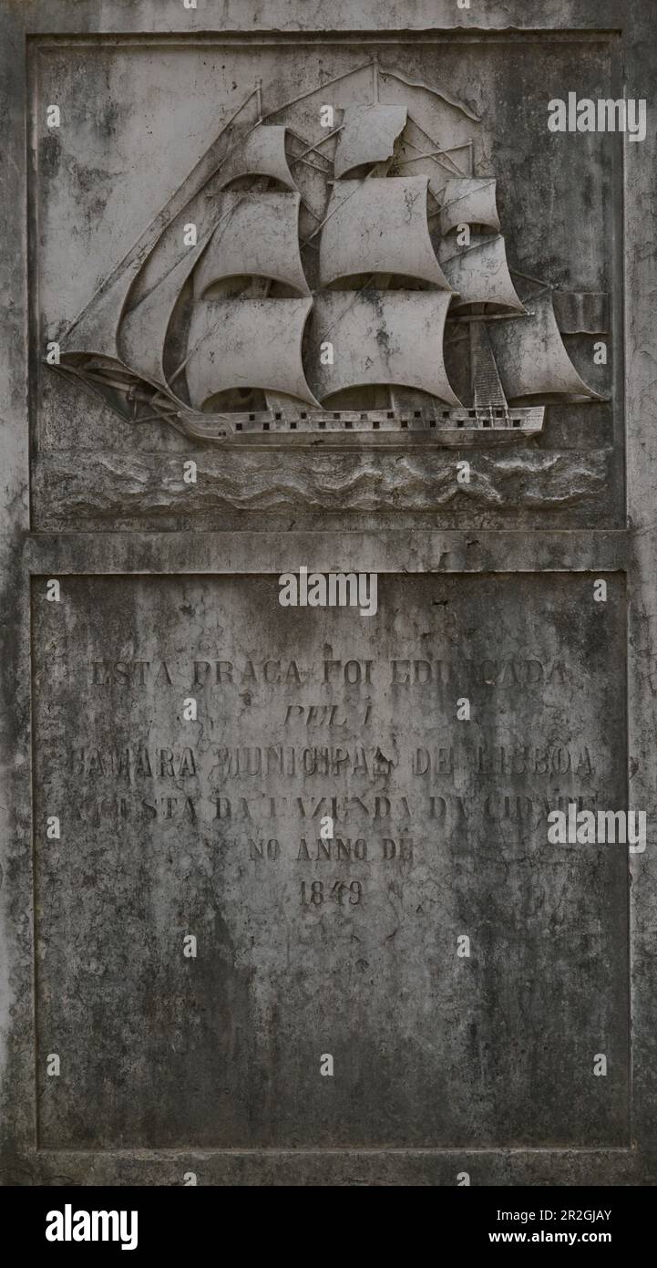 Commemorative stone slab with heraldic coat of arms of the city of ...