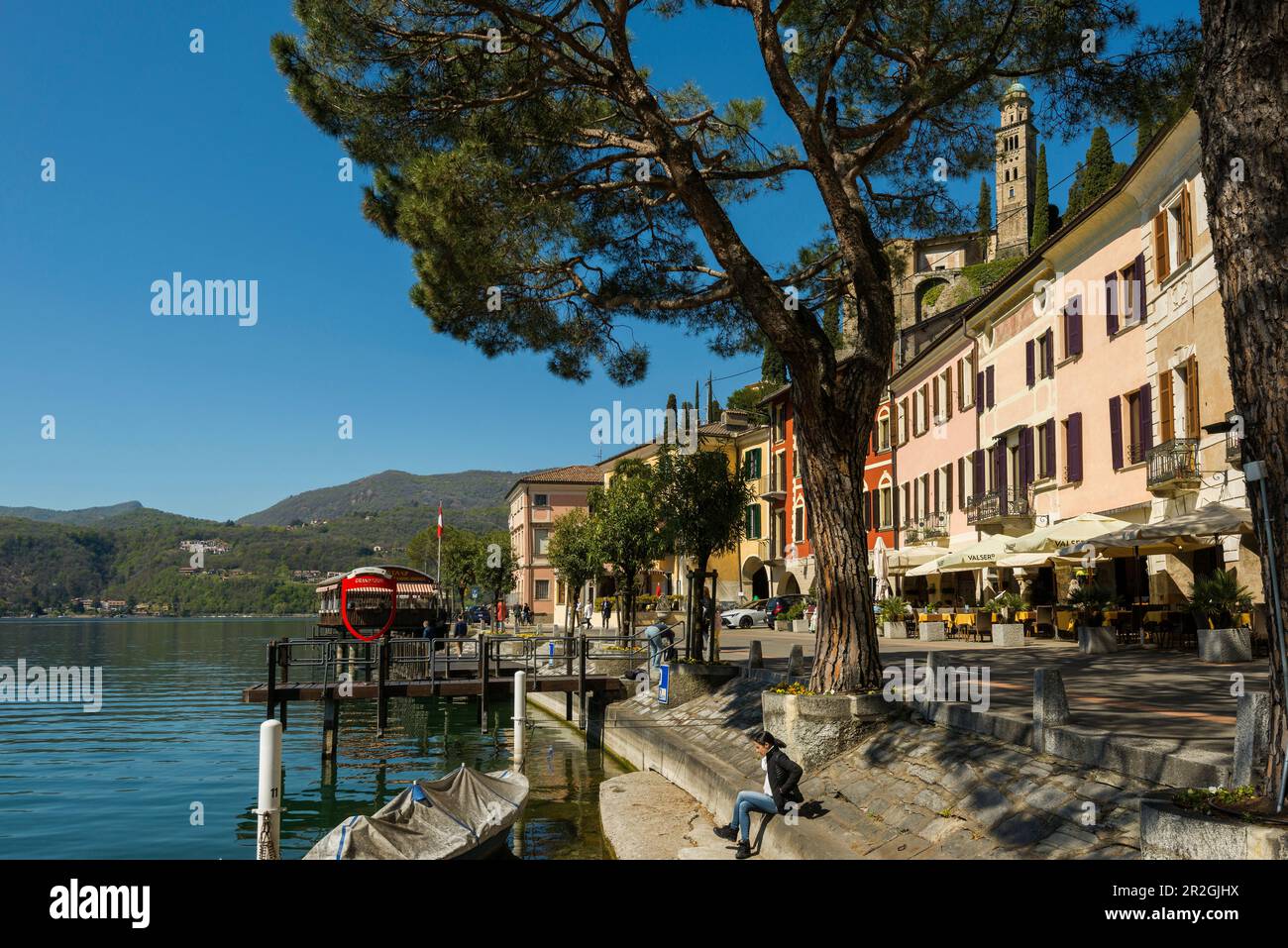 Lakeside village, Morcote, Lake Lugano, Lago di Lugano, Ticino ...