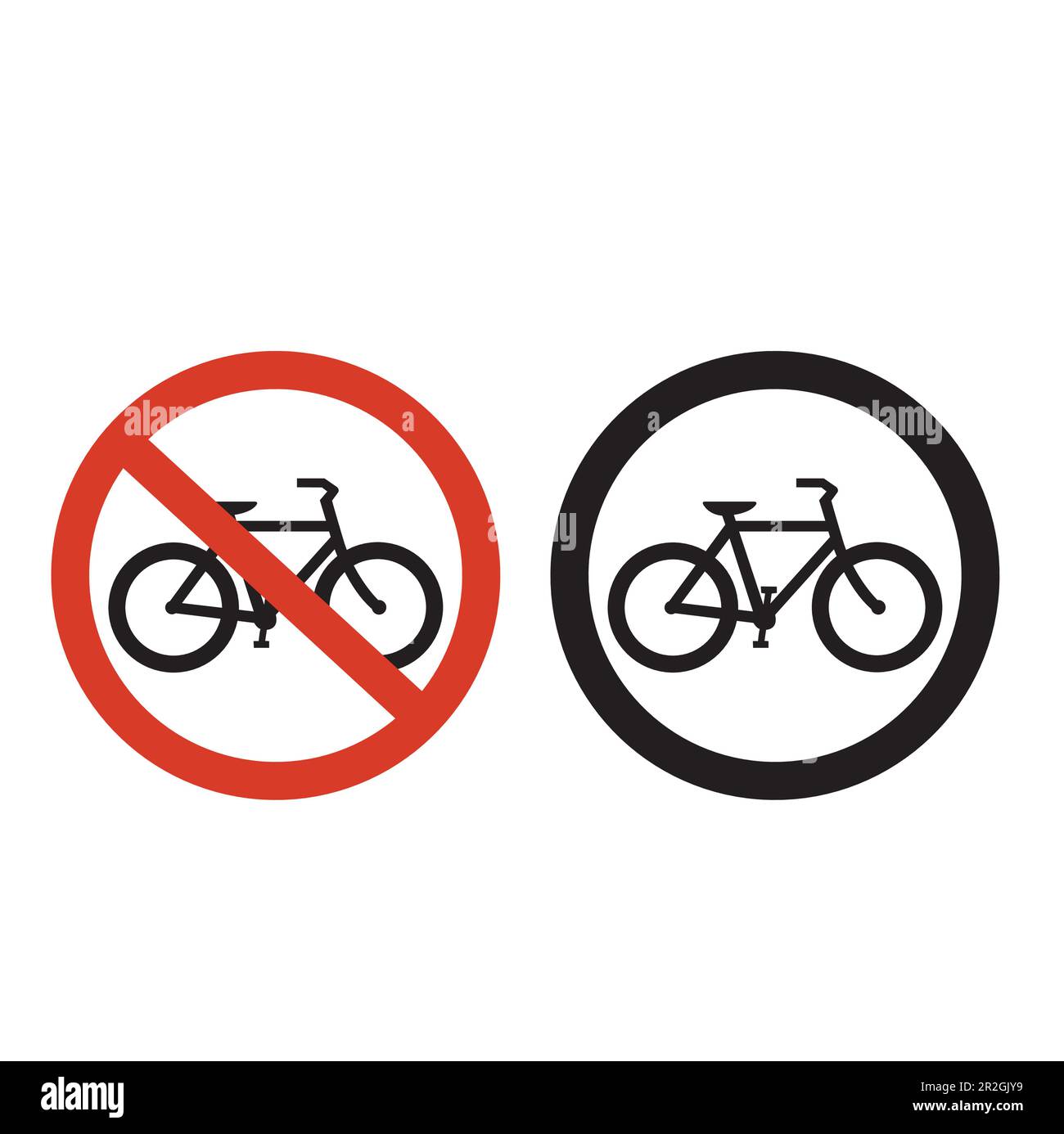 Forbidden bicycles sign on a white background with copy space Stock ...