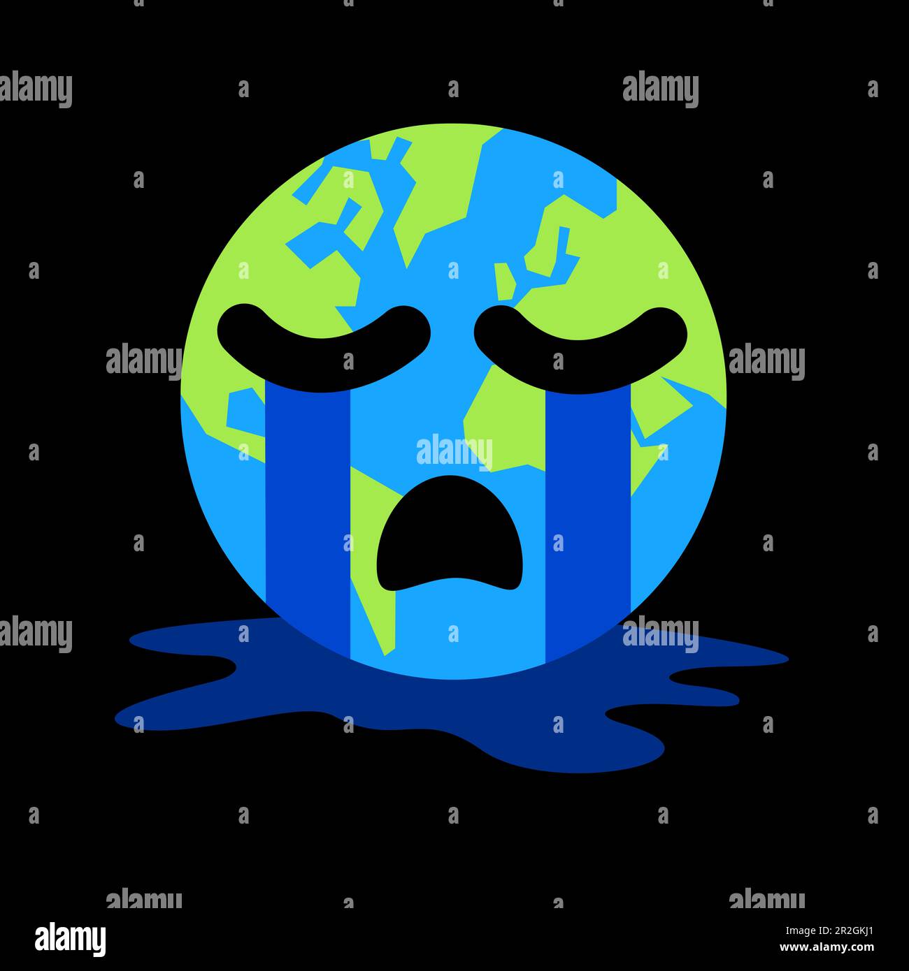 Climate and ecological grief - Planet Earth is crying and weeping. Facial expression of feeling ...