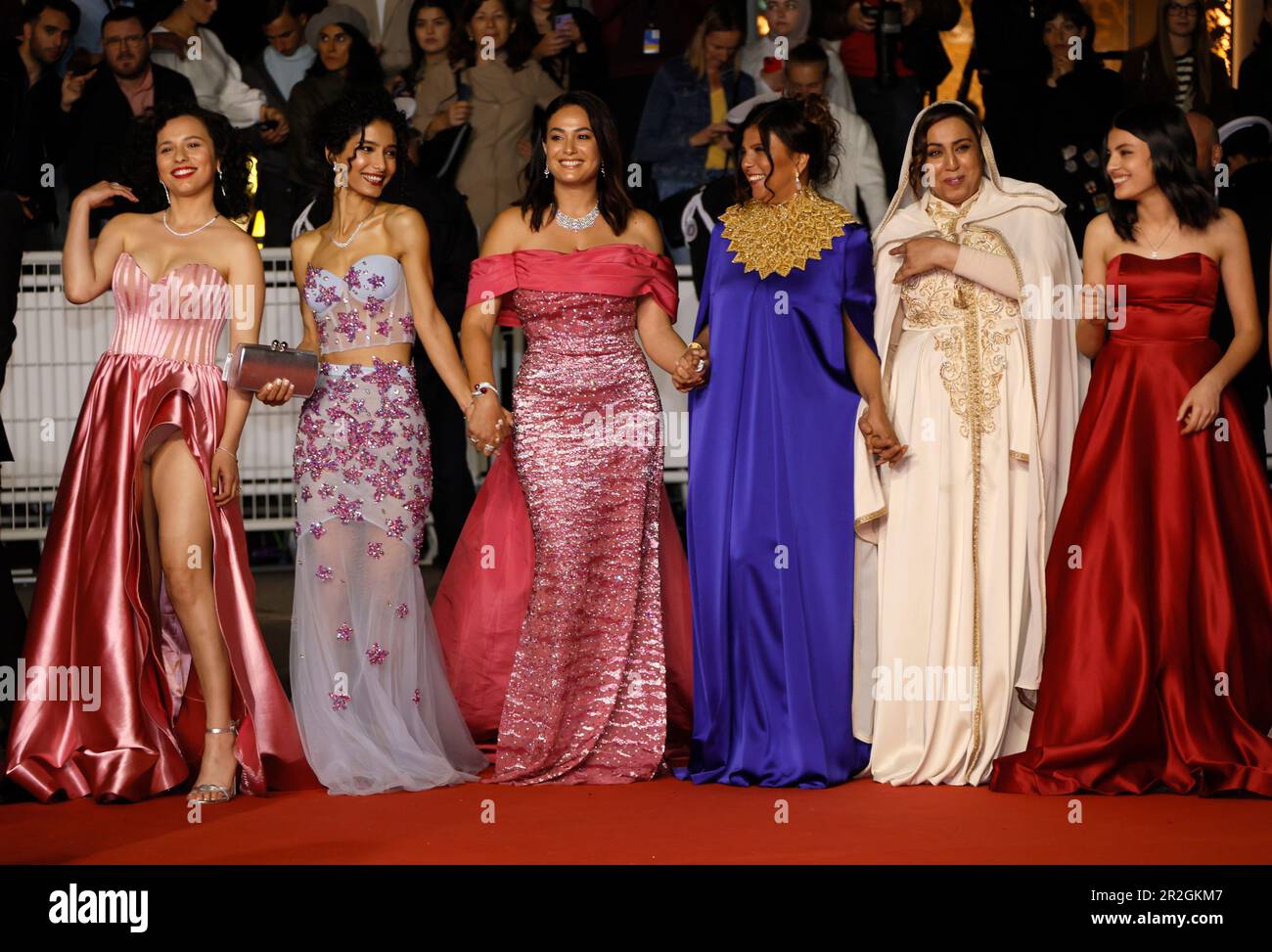 Nour Karoui, from left, Ichraq Matar, Hend Sabry, director Kaouther Ben Hania, Olfa Hamrouni ...