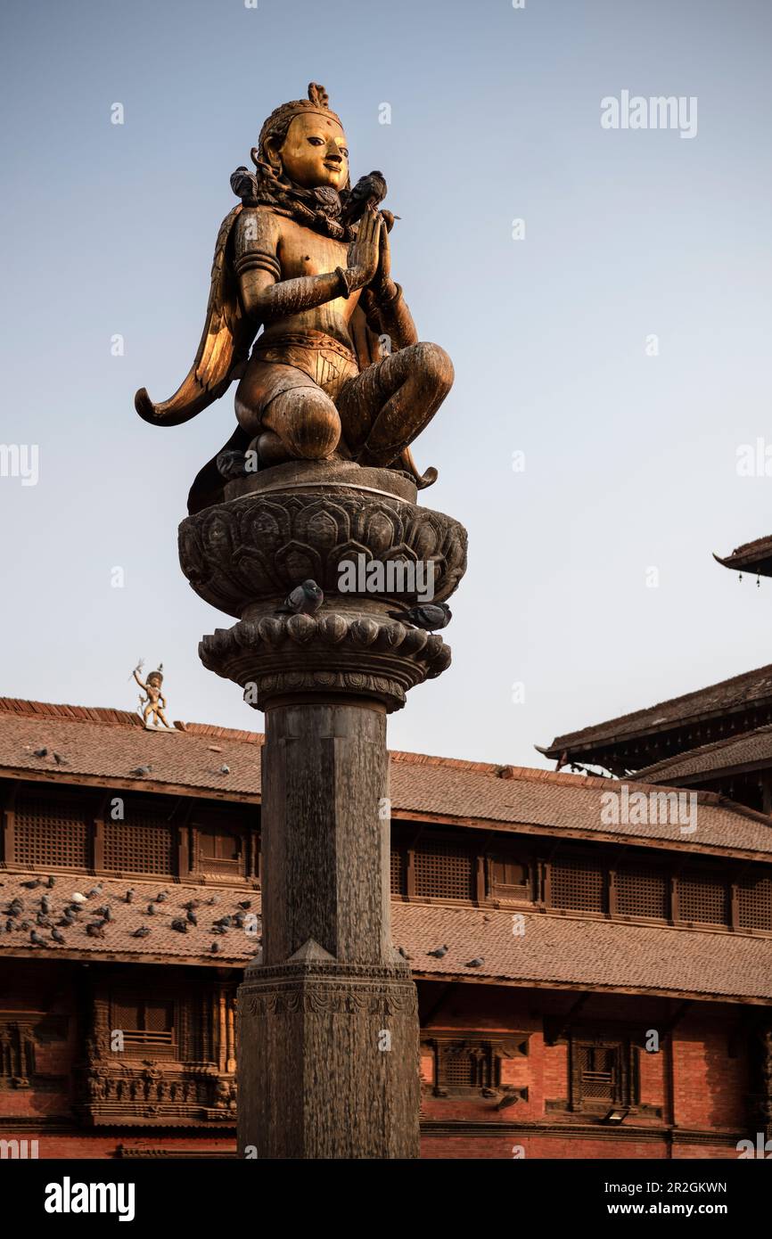 Statue in front of Taleju Temple (Patan Museum), Durbar Square, Patan ...