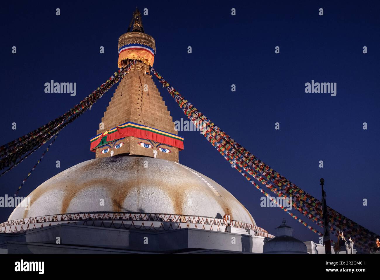 Dome with eyes of Bodnath (Boudhanath) Stupa, Kathmandu, Nepal ...