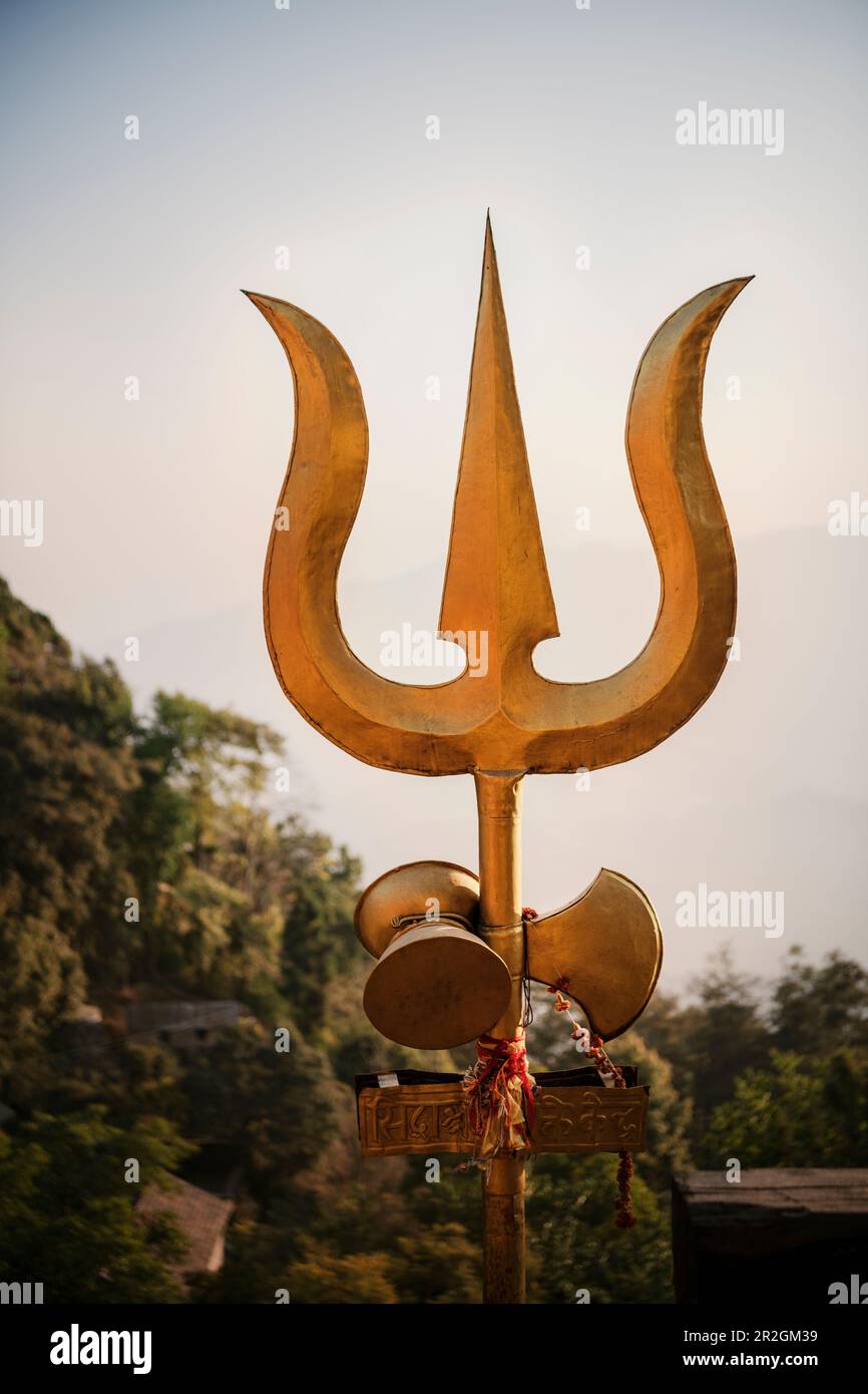 Hindu religious symbol at Gorkha Palace, Nepal, Himalayas, Asia Stock ...