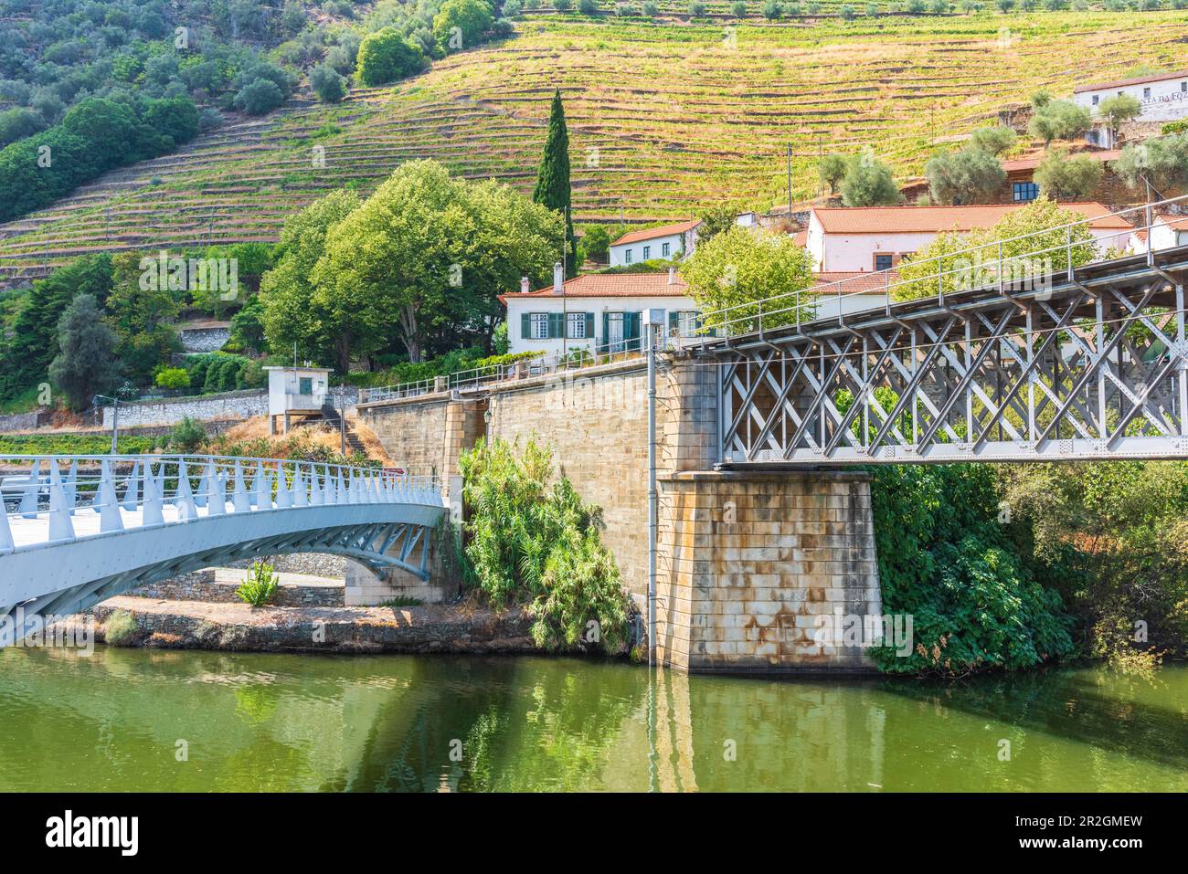 Bridges over the Pinhao River at the confluence with the Douro River in ...