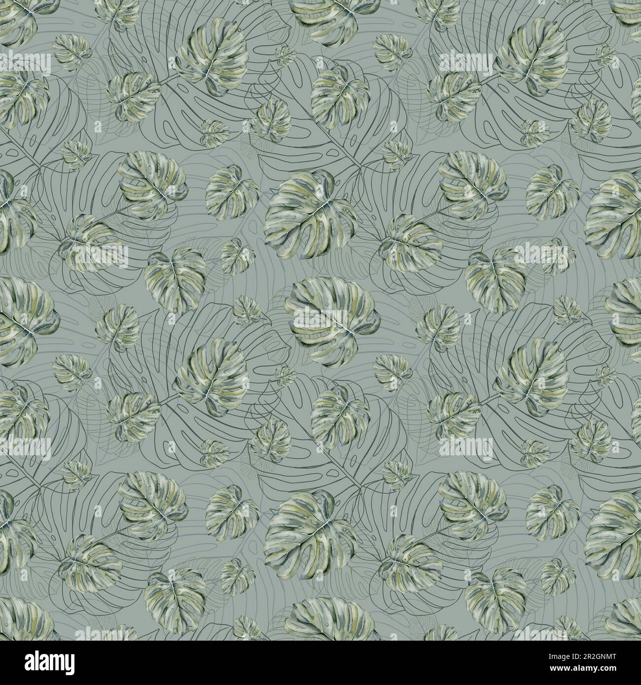 Tropical leaves seamless pattern. Monstera leaves seamless pattern ...