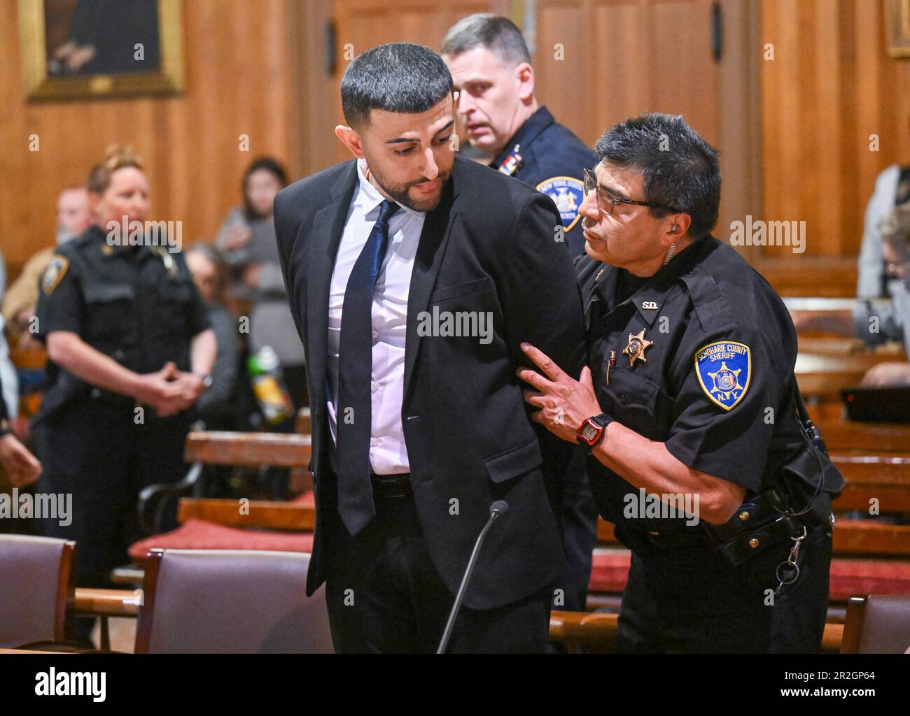 Schoharie, New York, USA. 17th May, 2023. NAUMAN HUSSAIN, left, who ran the limousine company ...