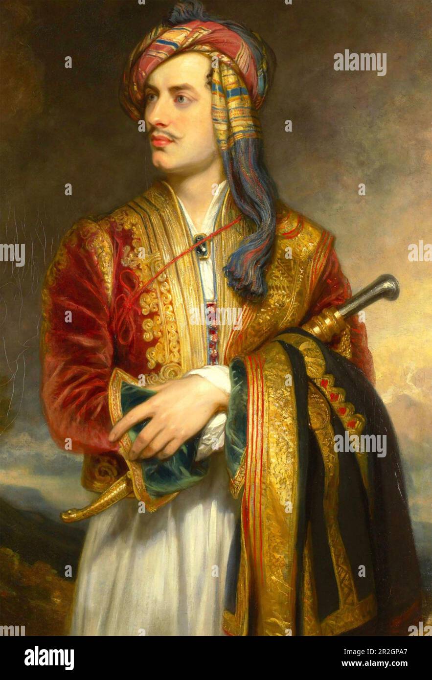 LORD BYRON (1788-1824) English Romantic poet in Albanian dress painted ...