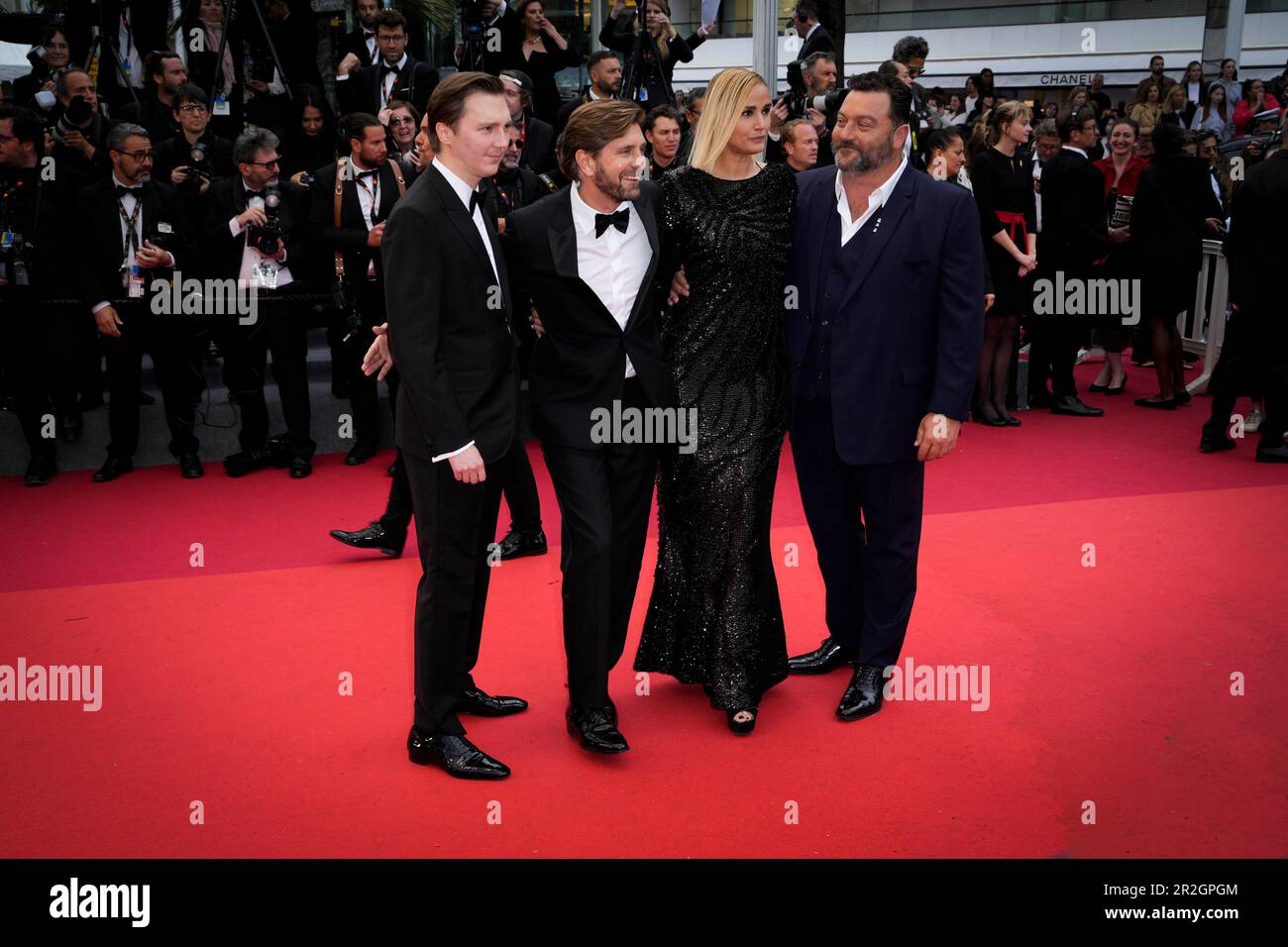 Cannes, France. 19th May, 2023. Members of the Jury Denis Menochet, Julia Ducournau, President ...
