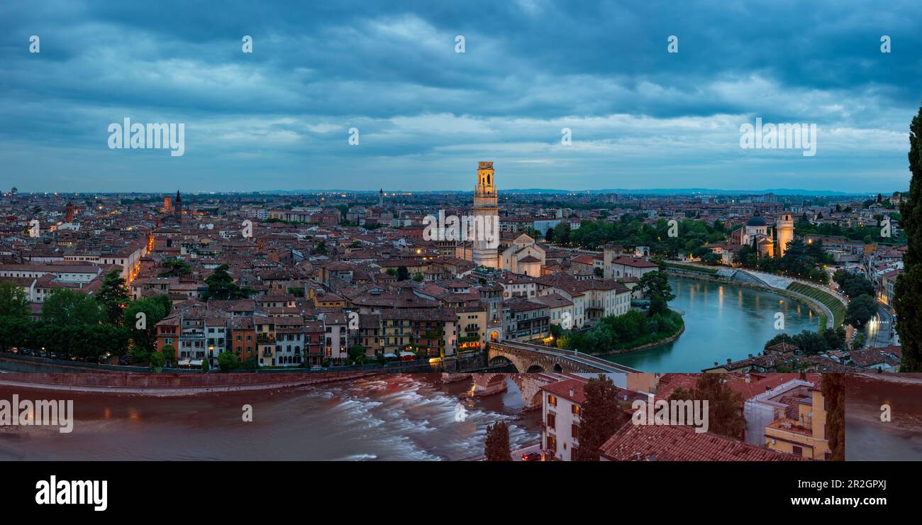 Old town with the Adige River, Ponte Pietra, Verona, Adige Valley ...