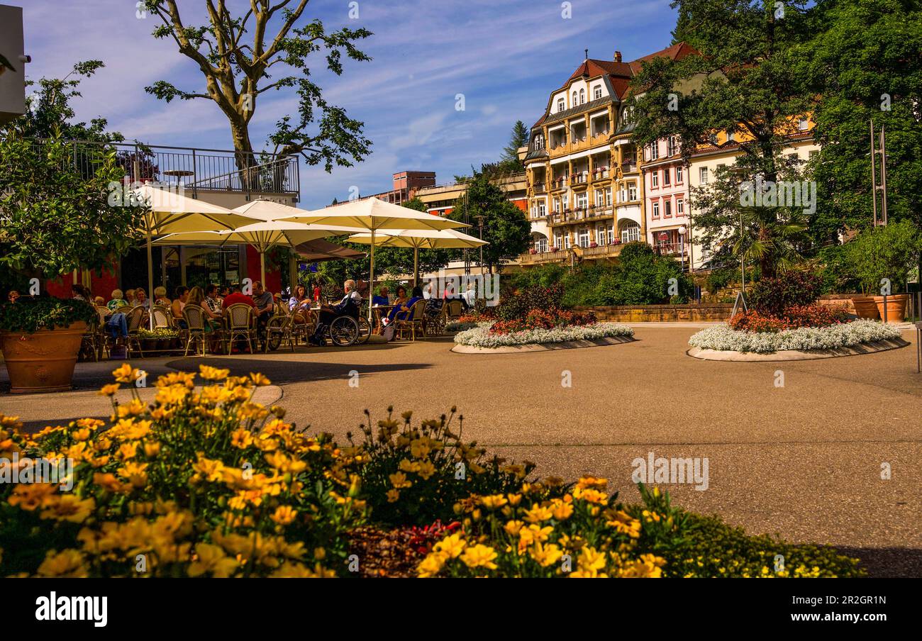 Ice cream parlor at the spa gardens and town hall of Bad Wildbad, Black ...