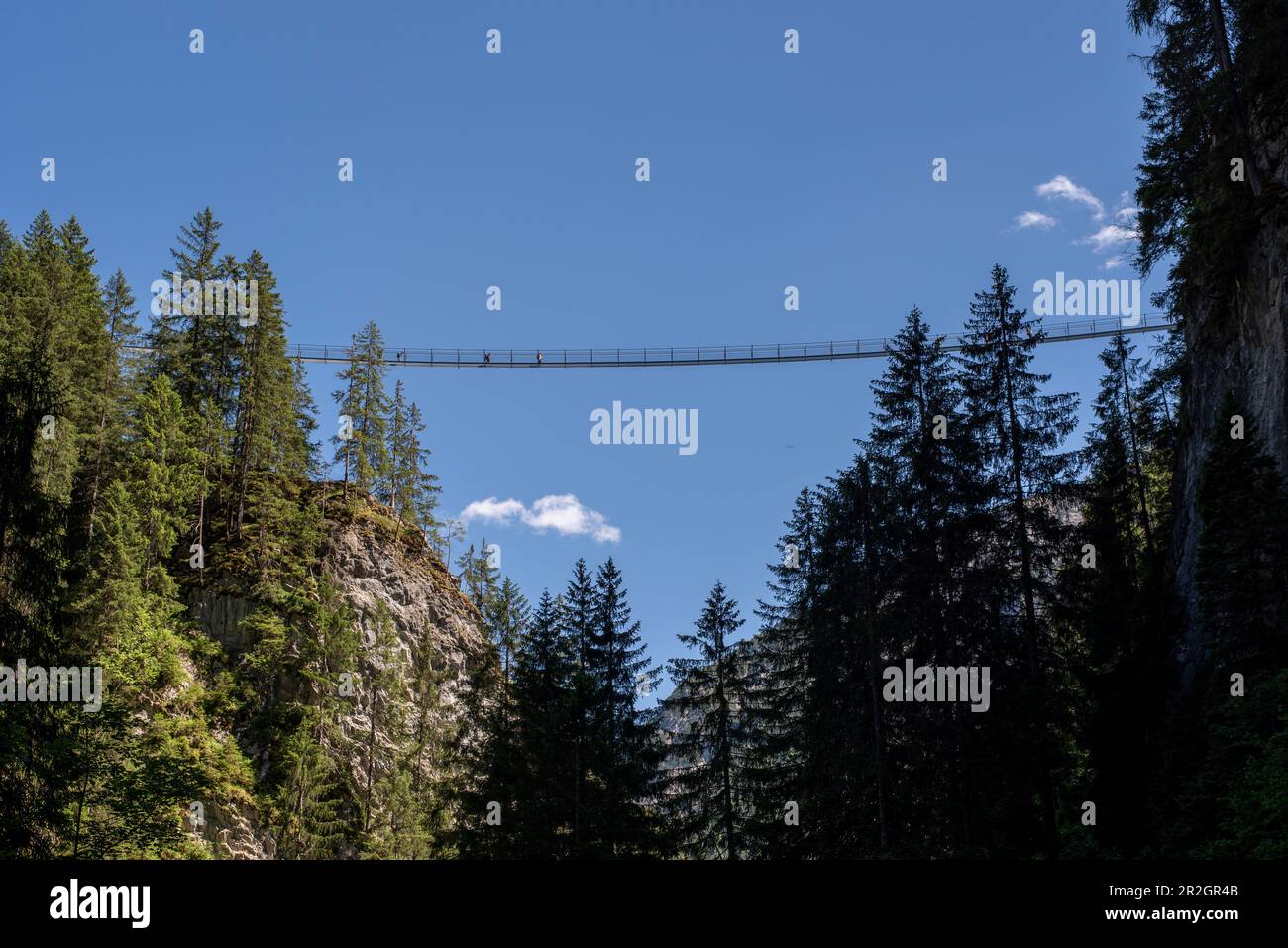 Holzgau suspension bridge, European long-distance hiking trail E5 ...