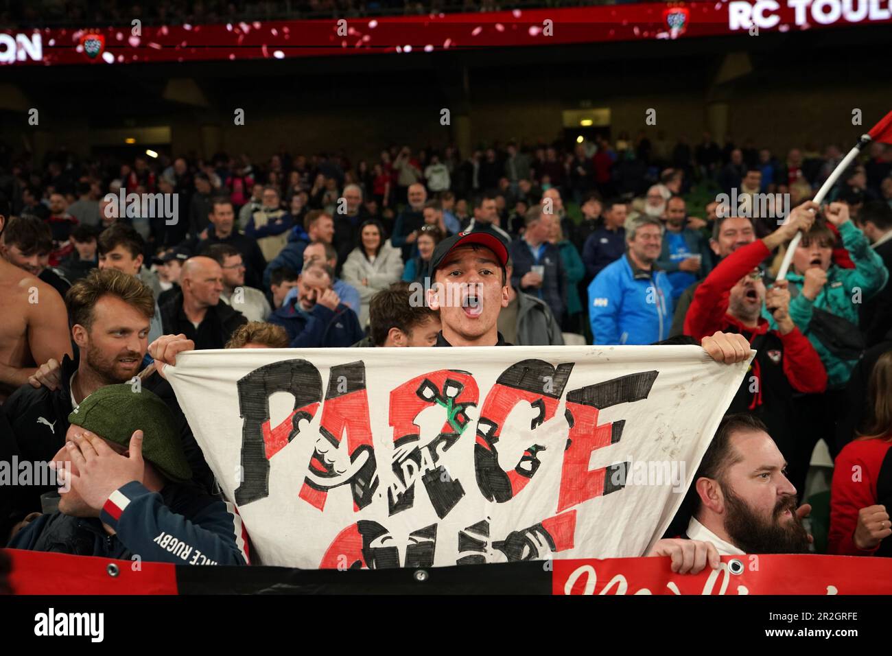 RC Toulon fans in the stands celebrate during the ECPR Challenge Cup ...