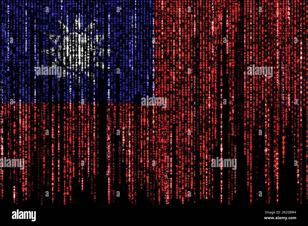 Flag of Taiwan on a computer binary codes falling from the top and ...