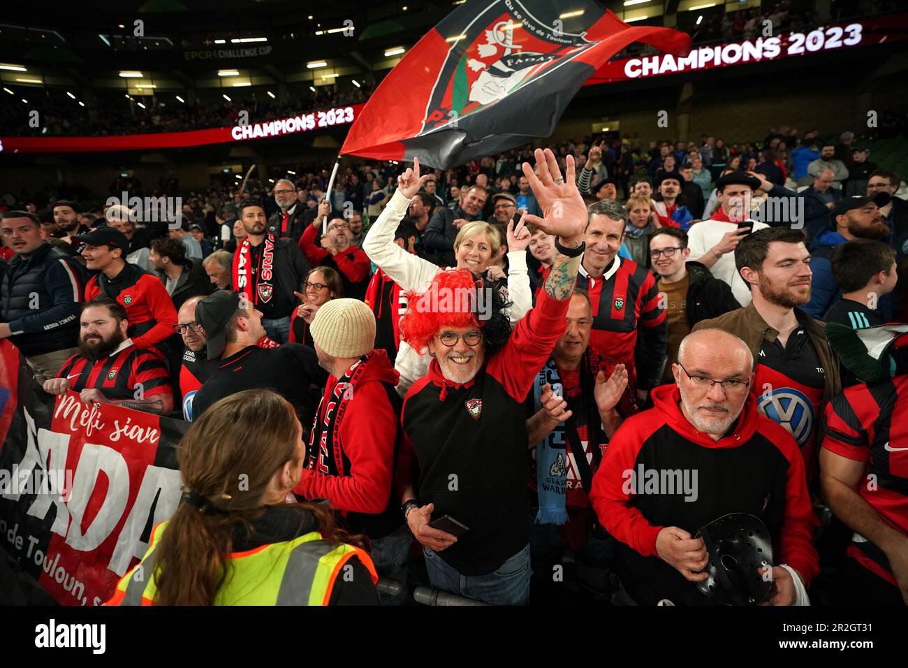 RC Toulon fans in the stands celebrate during the ECPR Challenge Cup ...