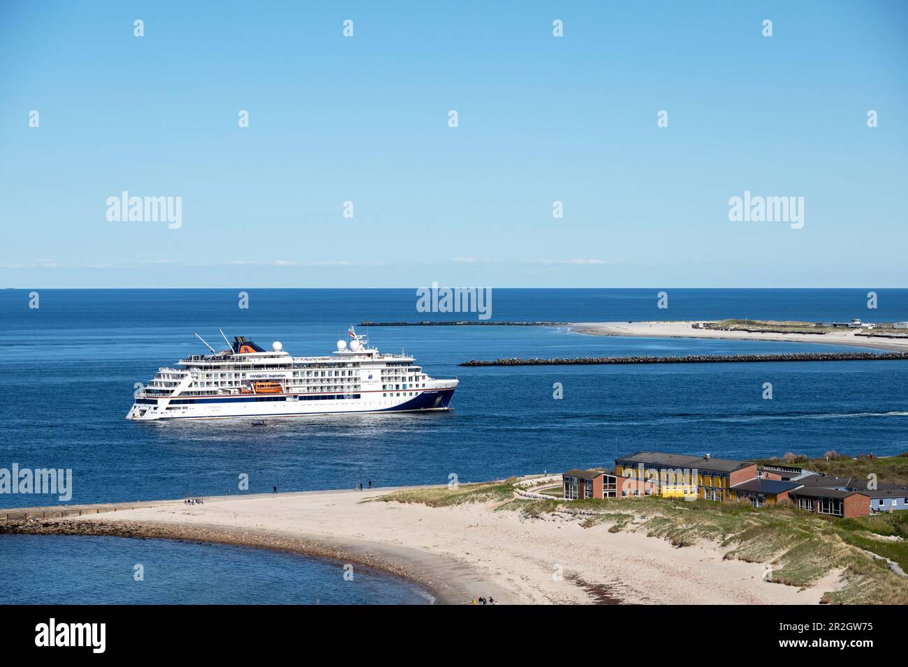 Cruise ship (Hanseatic Inspiration) in the North Sea off Heligoland ...