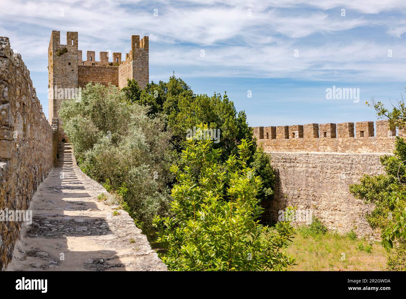 The southern defense turn of the castle fortress of Obidos, which is ...