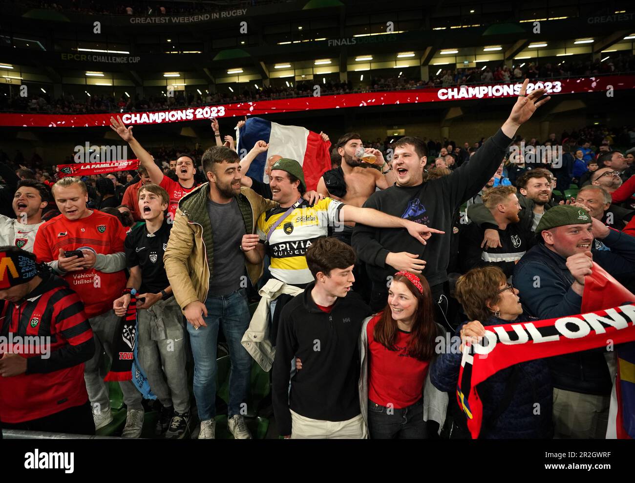 RC Toulon fans in the stands celebrate during the ECPR Challenge Cup ...