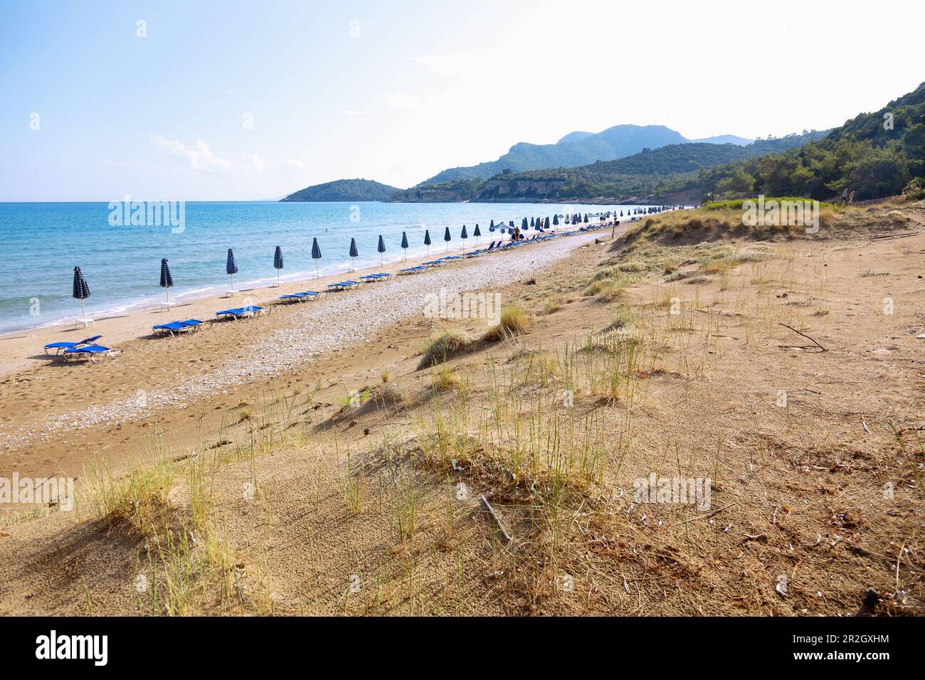 Sandy Psili Ammos Beach near Kampos in the west of the island of Samos ...