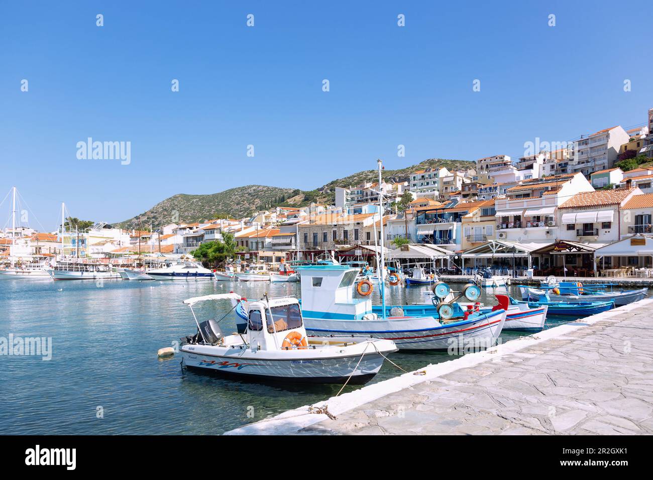 Old town and fishing port of Pythagorion on Samos island in Greece ...