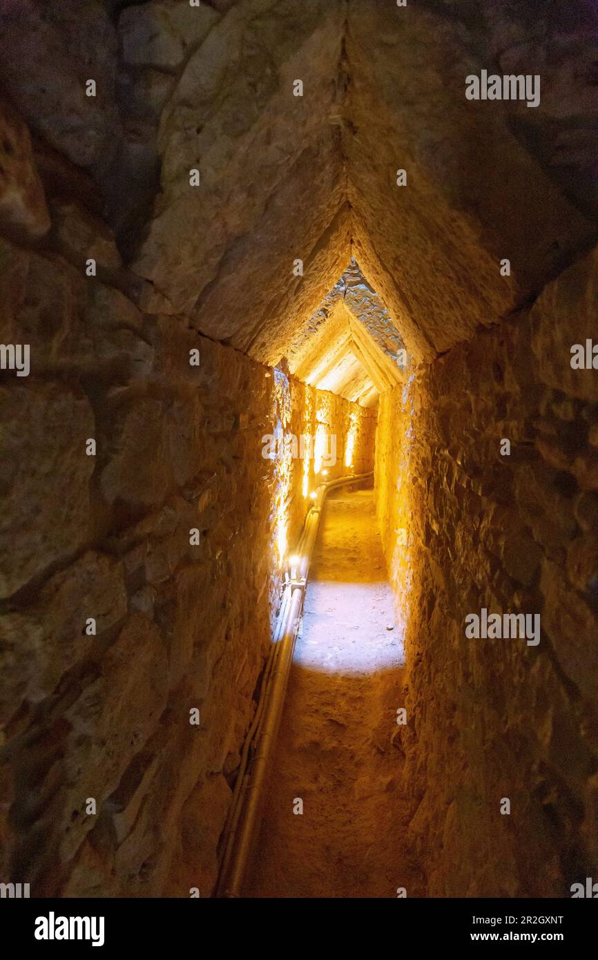 ancient tunnel of the Eupalinus for water supply at Pythagorion on the ...