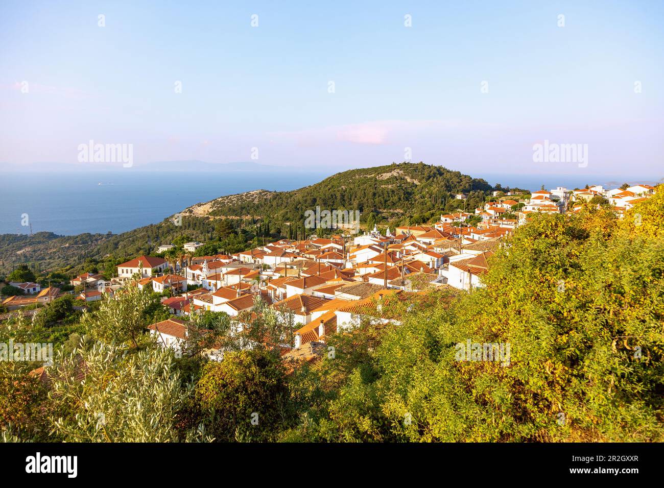 Vourliotes, hilltop village with coastal views in the north of Samos ...