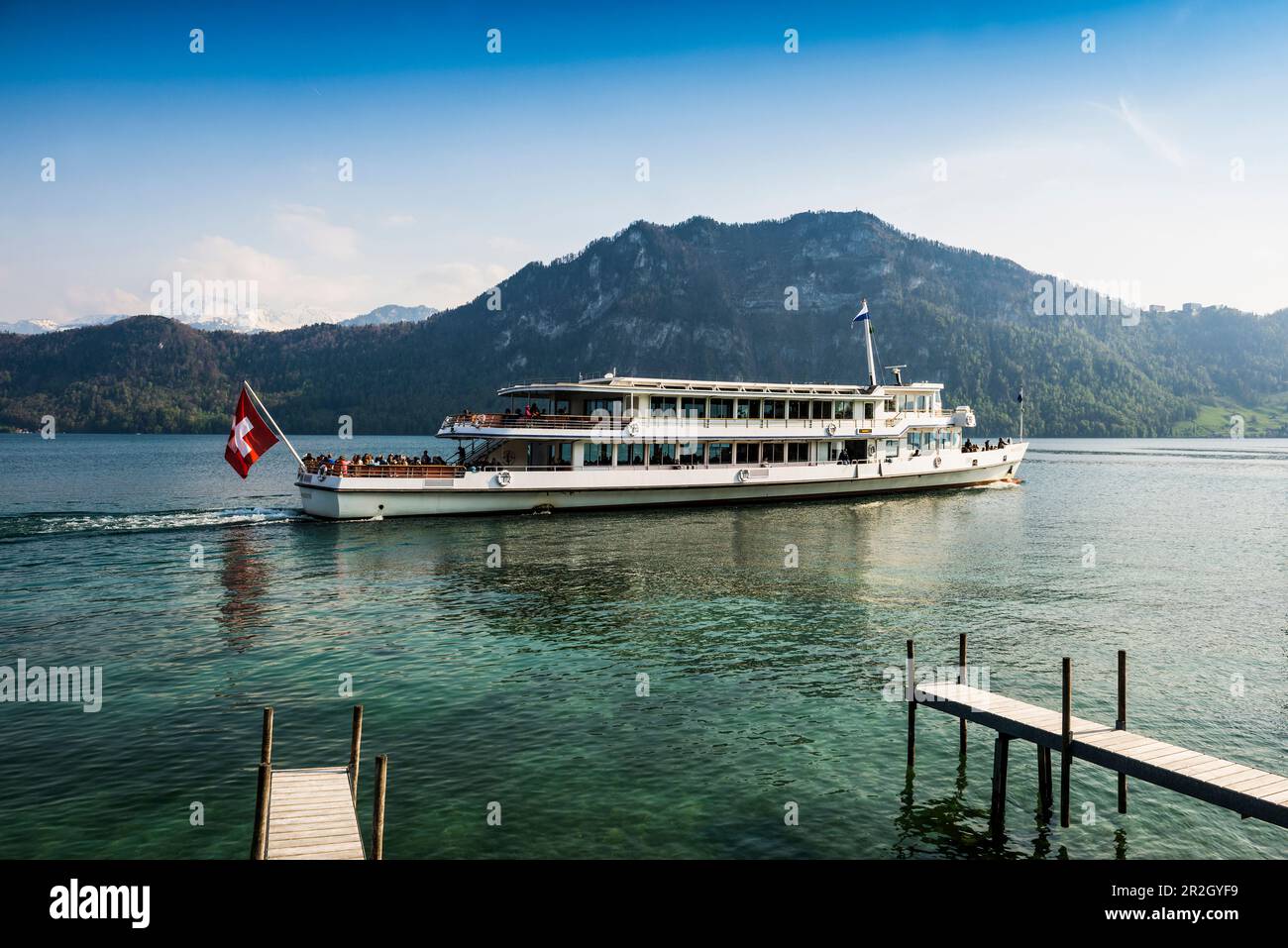 Scheduled boat, Weggis, Lake Lucerne, Canton of Lucerne, Switzerland ...