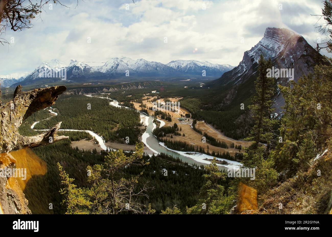 View from Tunnel Mountain near Banff with Mount Rundle, Banff National ...