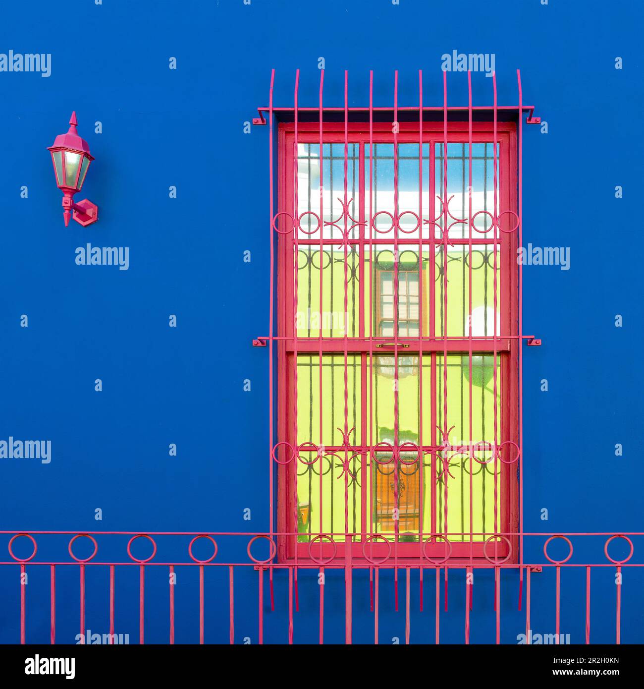 Blue facade with window architecture, Bo Kaap, Cape Town, South Africa ...