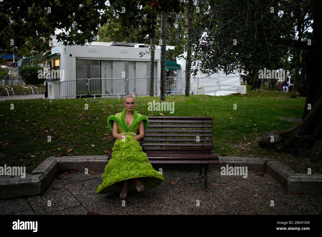 Fashion model Ingrida Ilgine waits to walk the red carpet during the ...