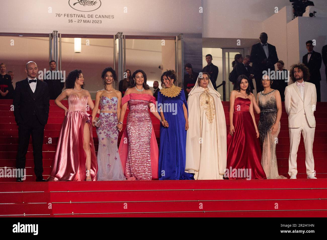Cannes, France. 19th May, 2023. Nour Karoui, Ichraq Matar, Hend Sabri ...