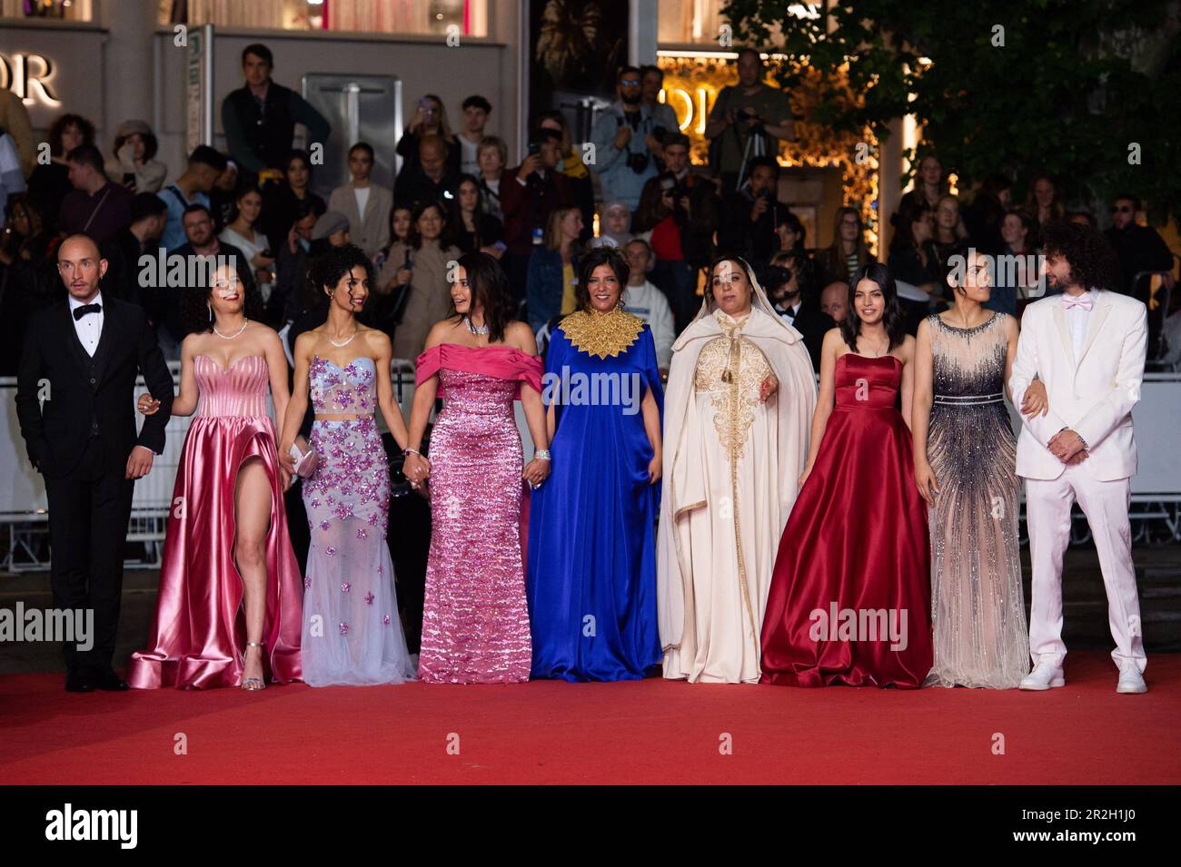 Cannes, France. 19th May, 2023. Nour Karoui, Ichraq Matar, Hend Sabri ...
