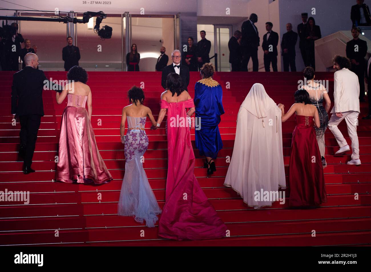 Cannes, France. 19th May, 2023. Nour Karoui, Ichraq Matar, Hend Sabri ...