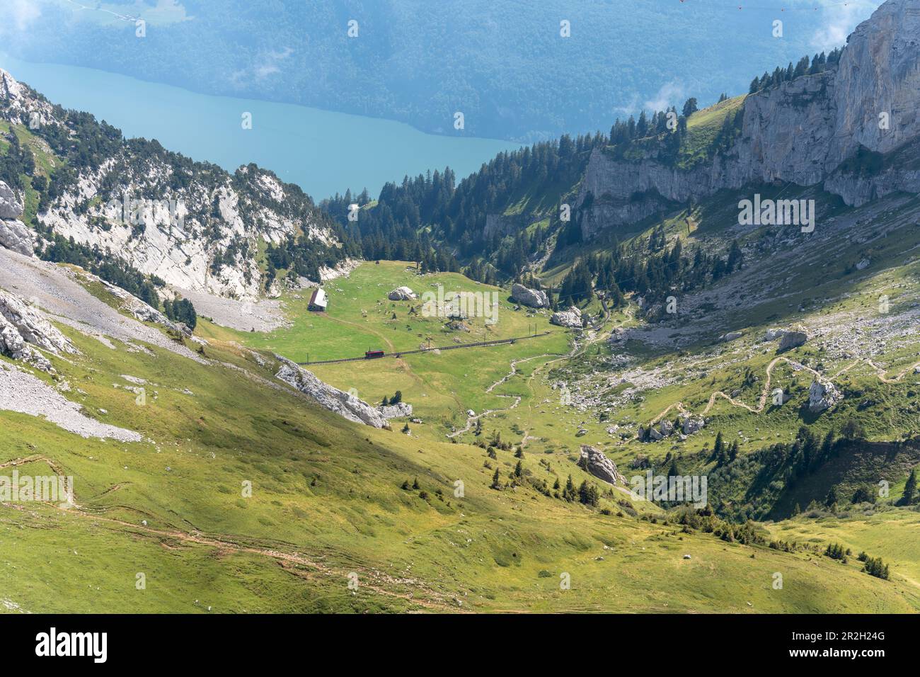 Rack railway on the route between Alpnach and Pilatus-Kulm Stock Photo ...