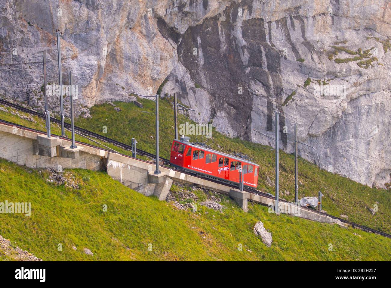 Rack railway on the route between Alpnach and Pilatus-Kulm Stock Photo ...