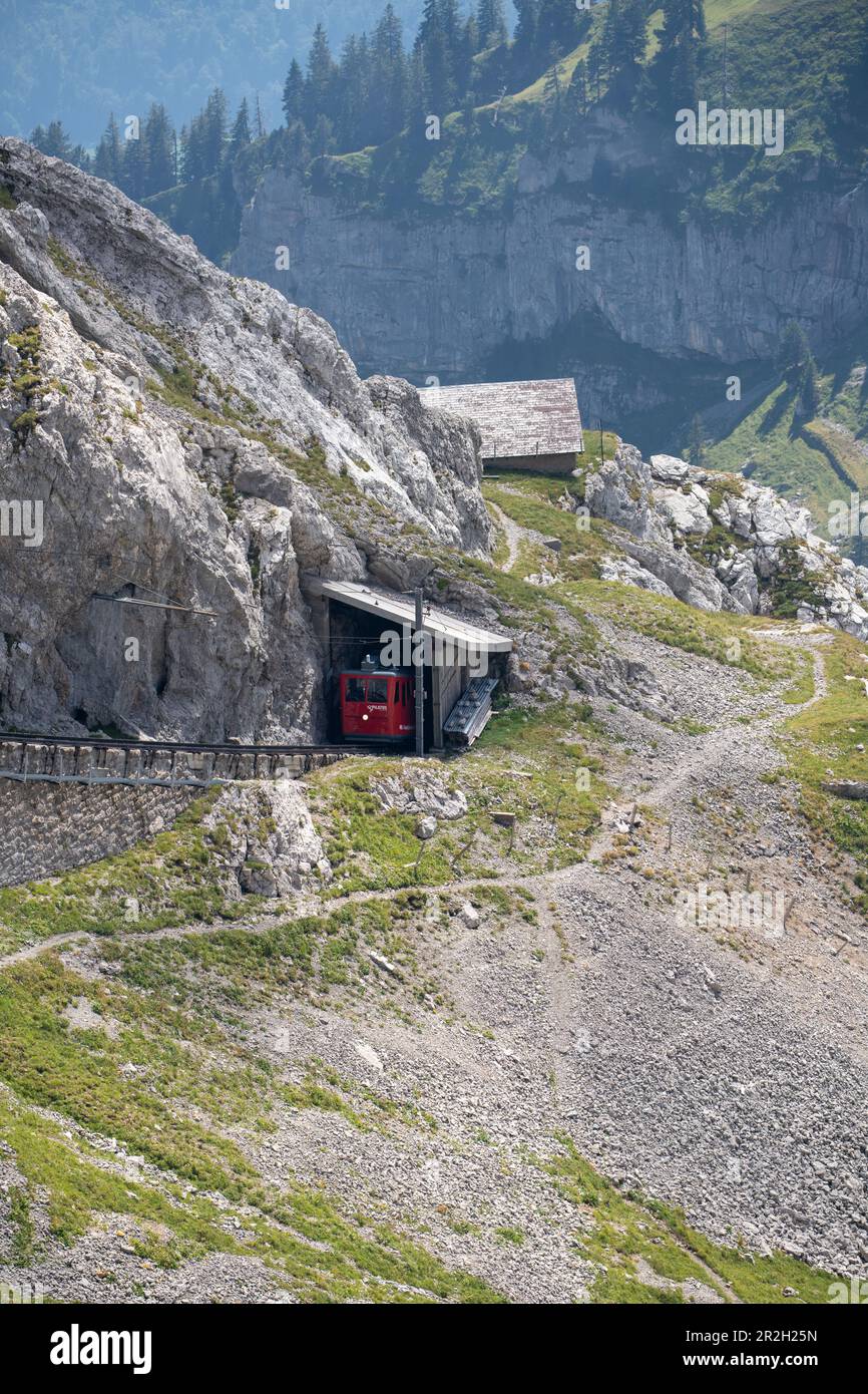 Rack railway on the route between Alpnach and Pilatus-Kulm Stock Photo ...