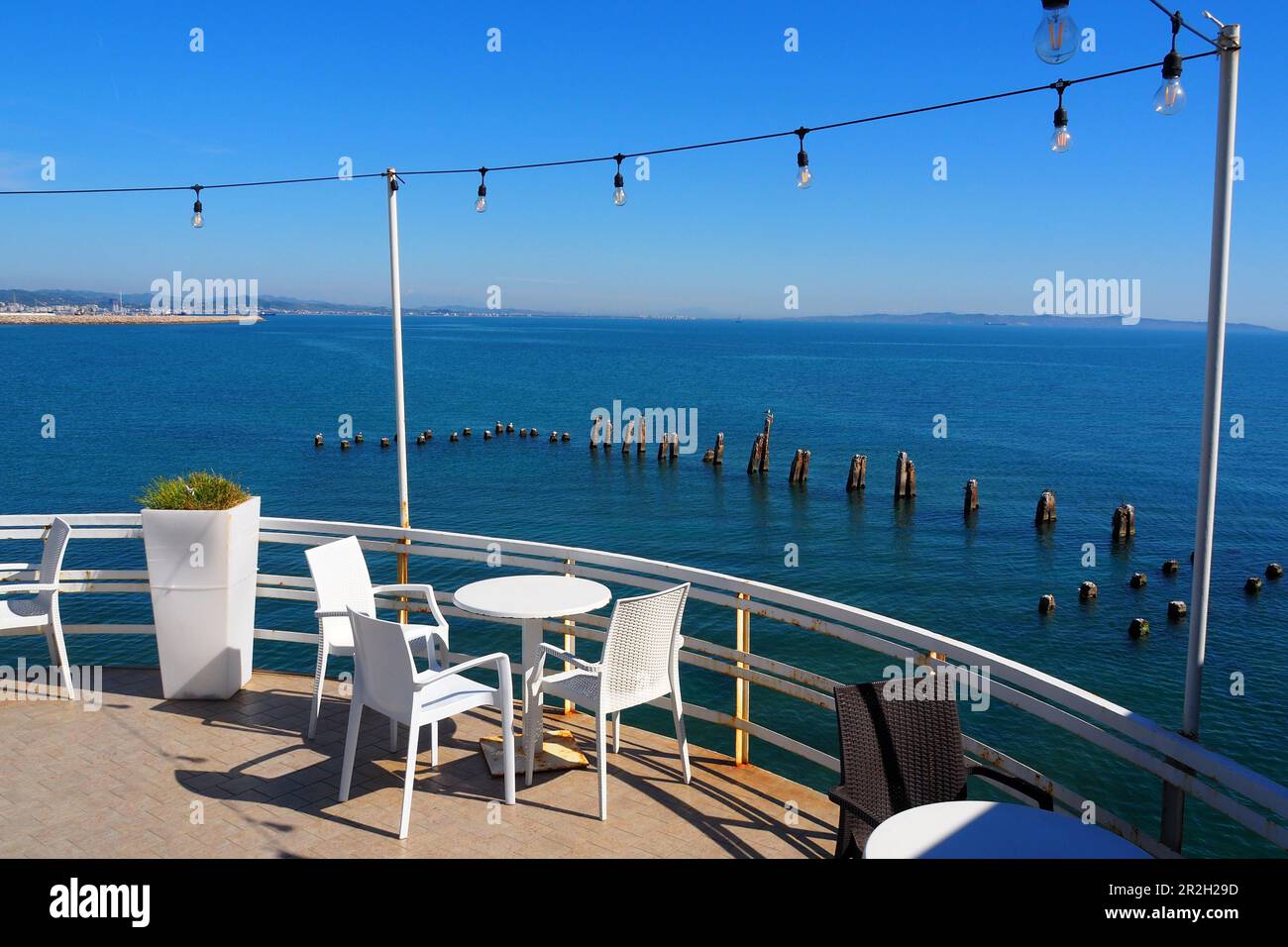 on the sea promenade of the port city of Durres, Albania Stock Photo ...