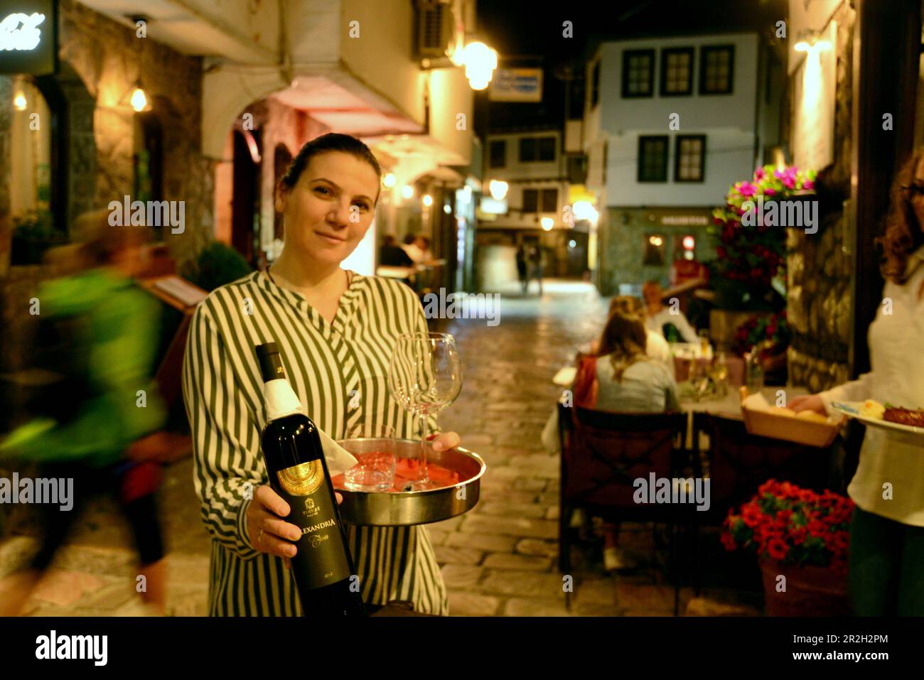 Restaurant in Ohrid at Lake Ohrid, North Macedonia Stock Photo - Alamy