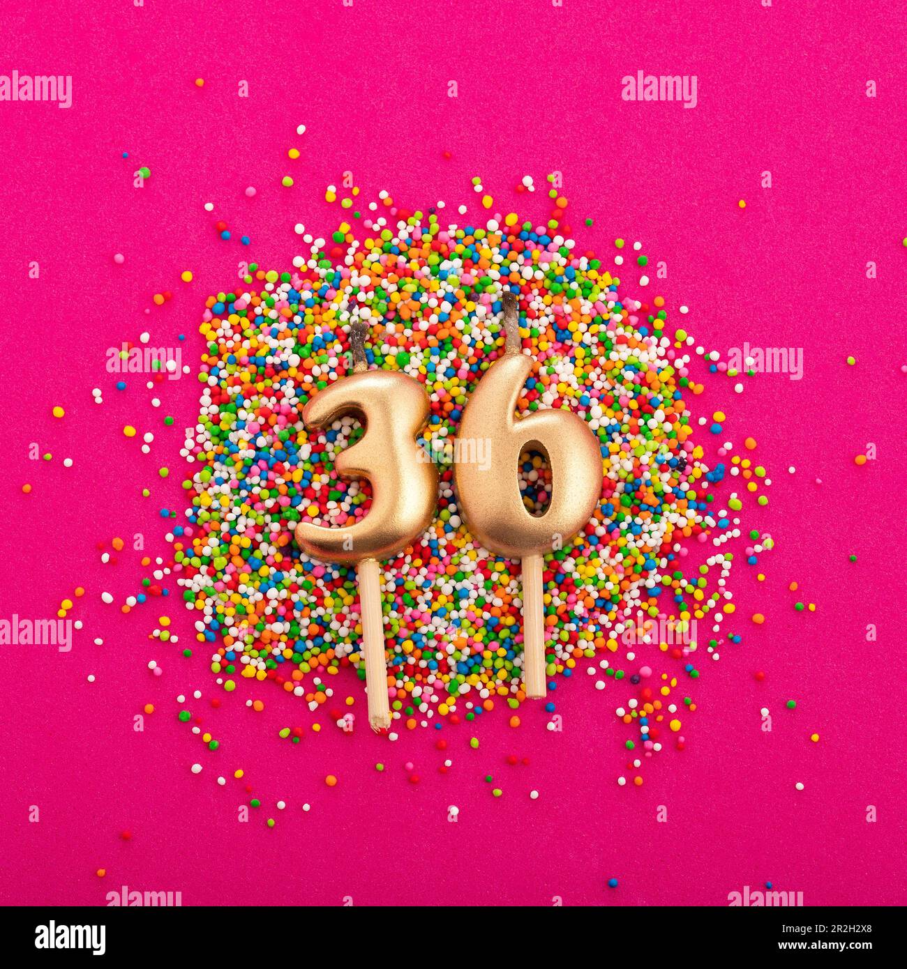 Birthday candle number 36 - Anniversary celebration in rhodamine red ...