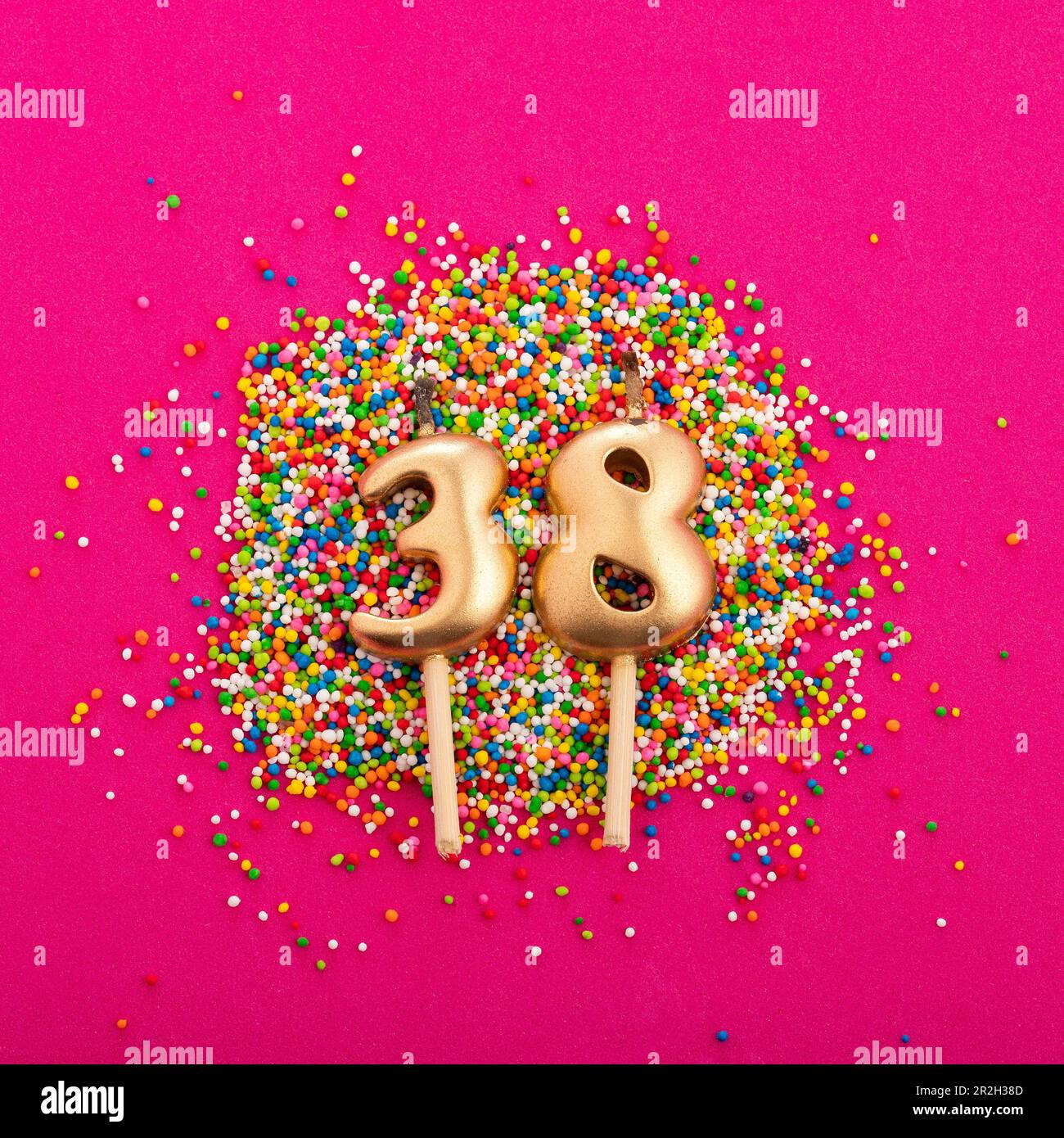 Birthday candle number 38 - Anniversary celebration in rhodamine red ...