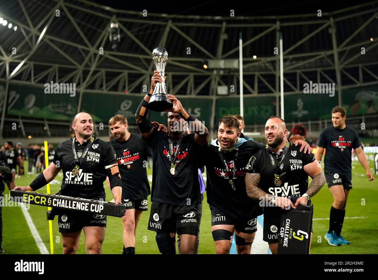 RC Toulon's Jiuta Wainiqolo celebrates with the trophy following the ...