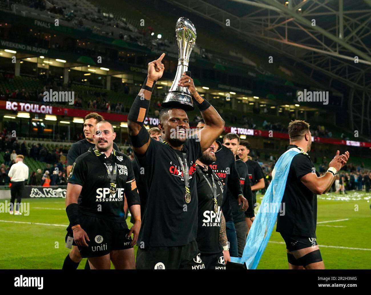 RC Toulon's Jiuta Wainiqolo celebrates with the trophy following the ...