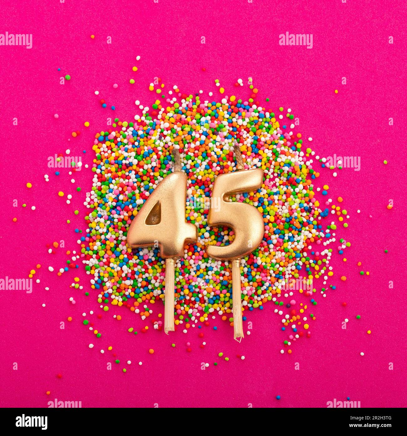 Birthday candle number 45 - Anniversary celebration in rhodamine red ...