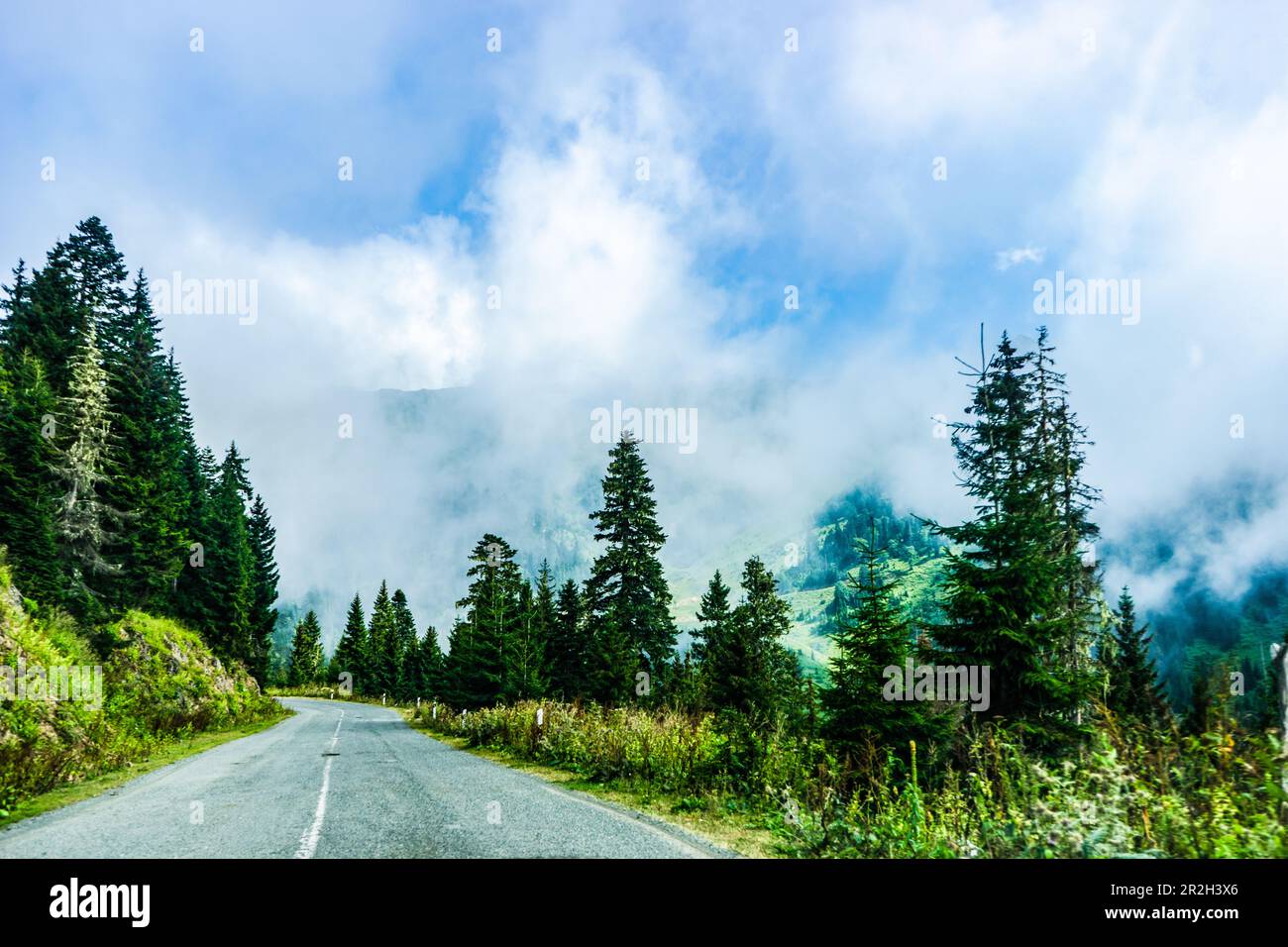 Mountain landscape in famous recreation zone of Guria region in western ...