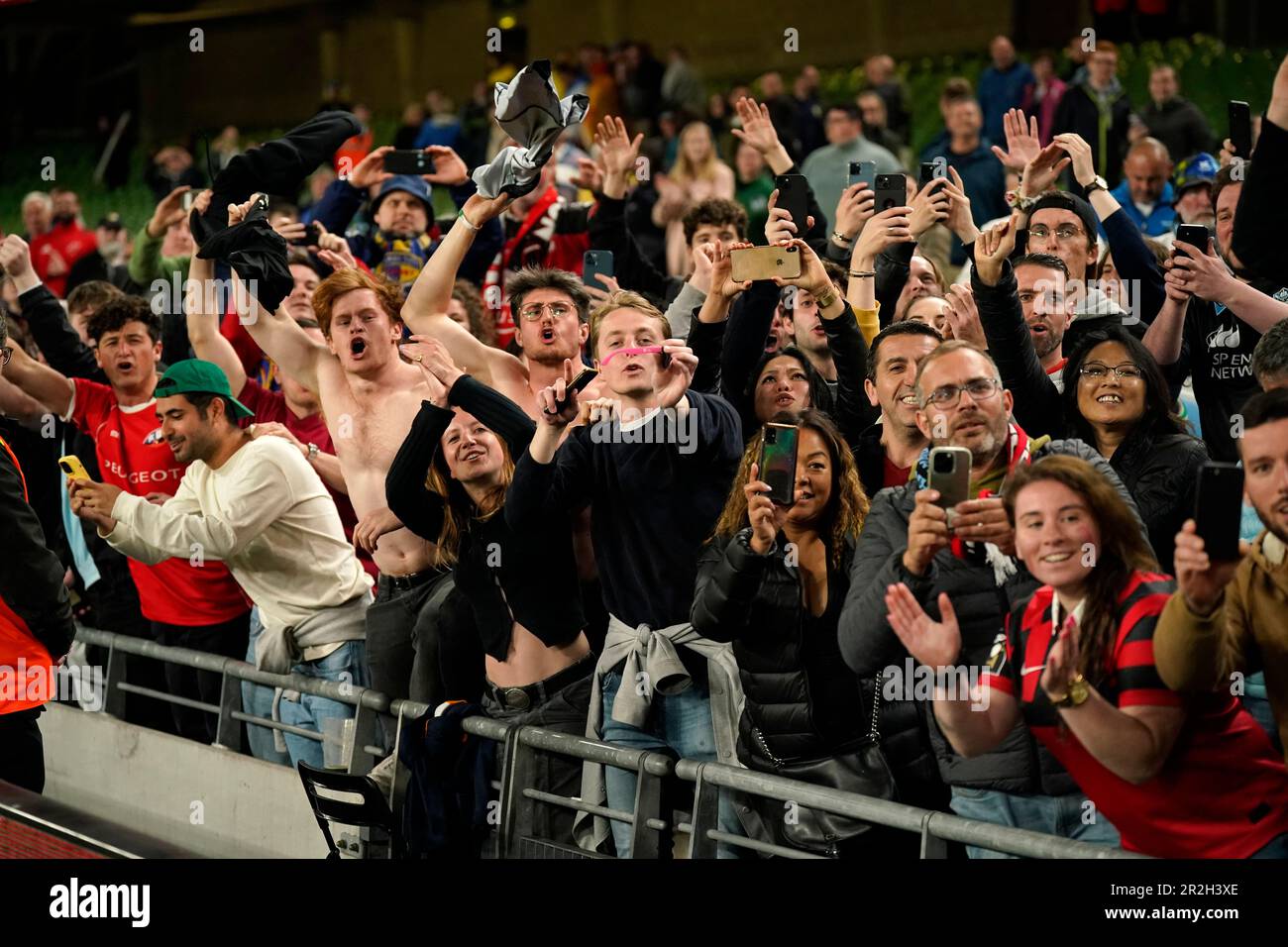 RC Toulon fans in the stands celebrate during the ECPR Challenge Cup ...