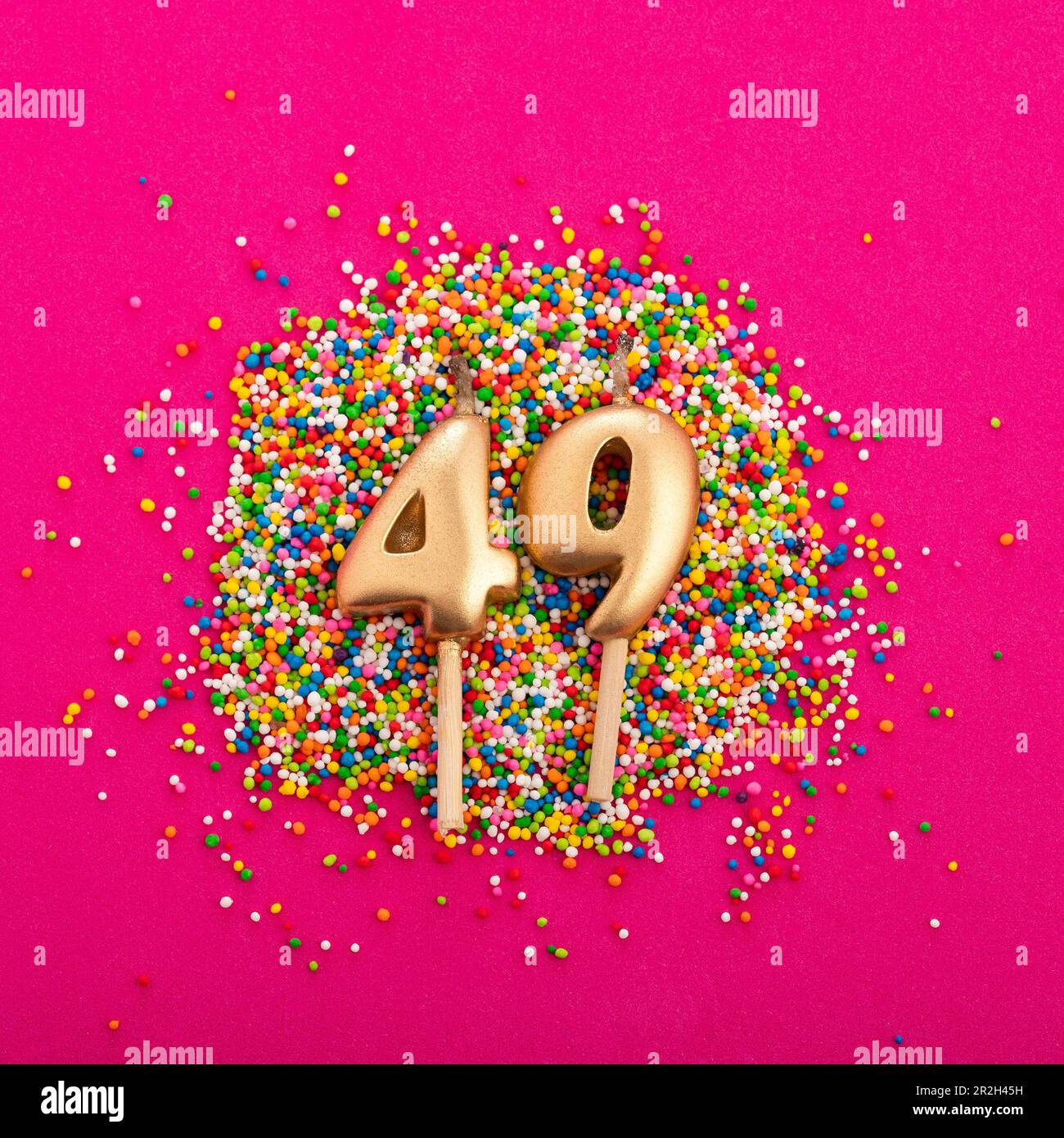 Birthday candle number 49 - Anniversary celebration in rhodamine red ...