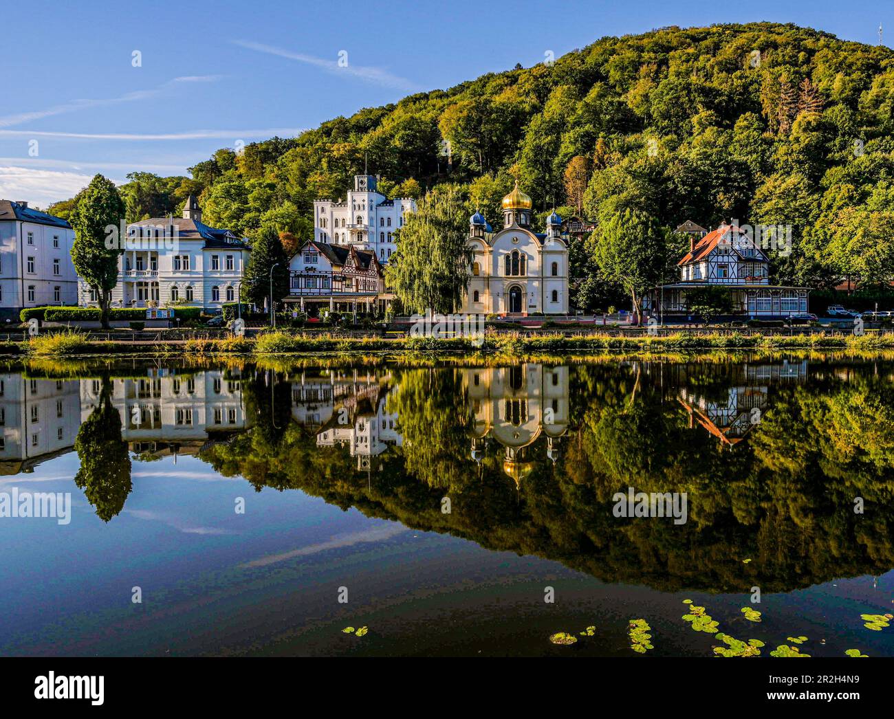 Waterfront promenade in Bad Ems: villas, Balmoral Castle and Russian ...