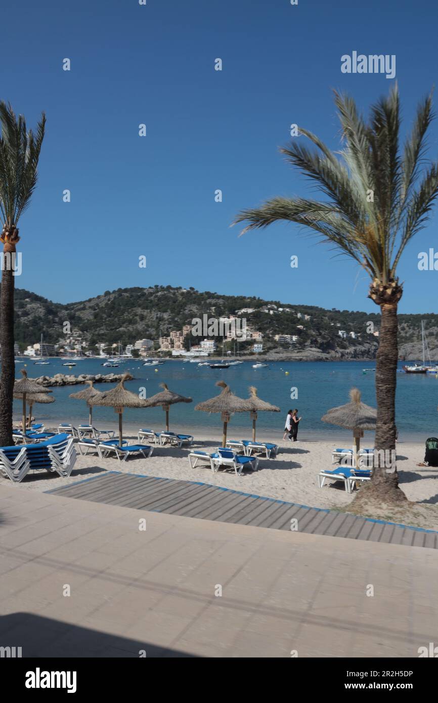 On the Port de Soller beach, Mallorca, Spain Stock Photo - Alamy