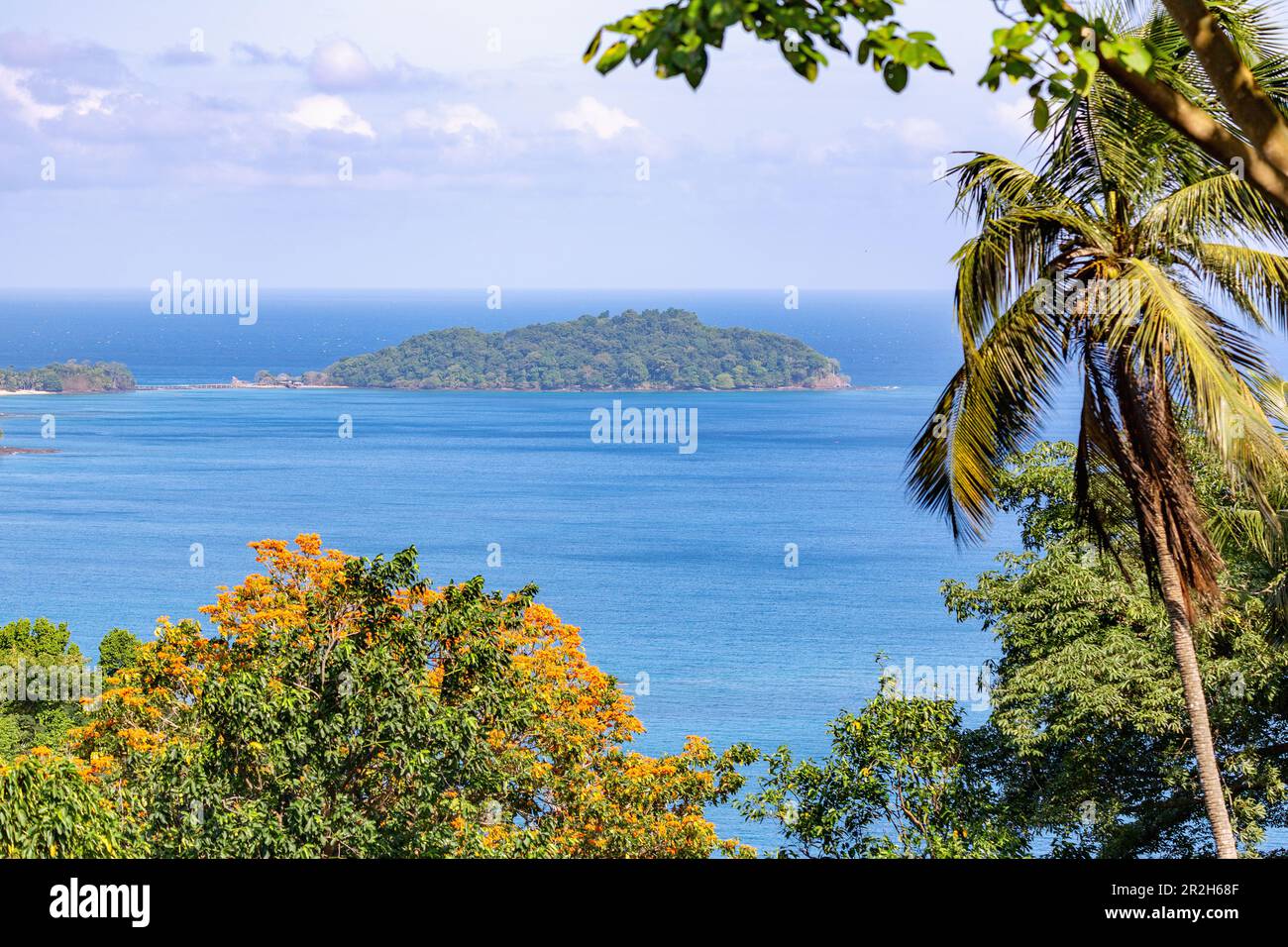 View from Roça Belo Monte on Bom Bom Island on Principé Island in West ...